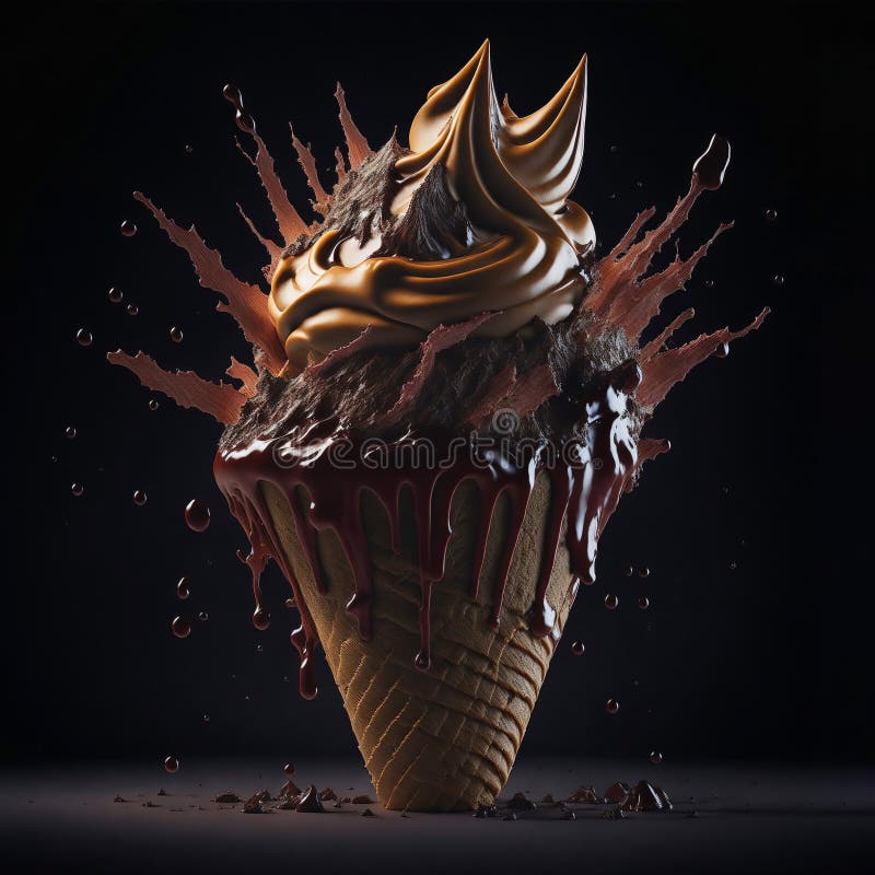 Delicious Splash Ice Cream Cone Design with Exploding and Liquify ...
