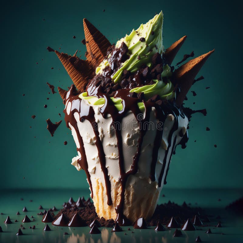 Delicious Splash Ice Cream Cone Design with Exploding and Liquify ...