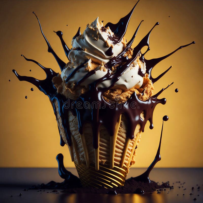 Delicious Splash Ice Cream Cone Design with Exploding and Liquify ...