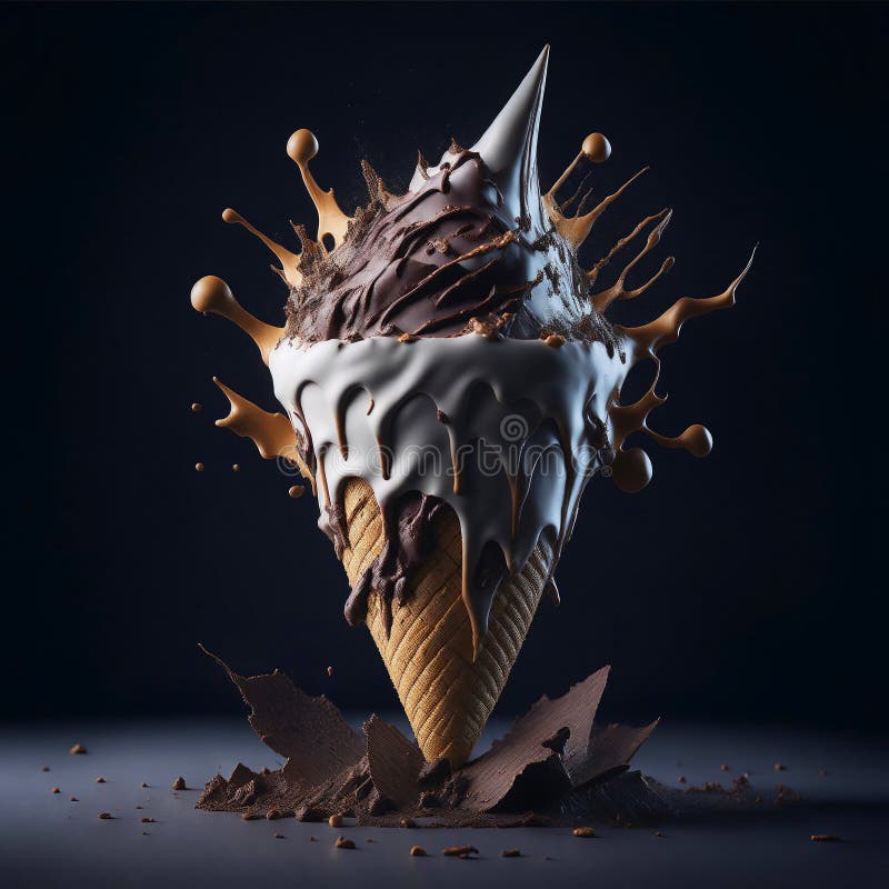 Delicious Splash Ice Cream Cone Design with Exploding and Liquify ...