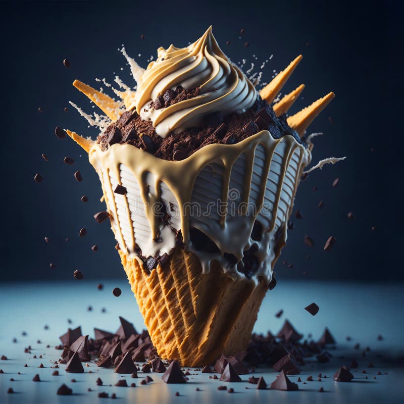 Delicious Splash Ice Cream Cone Design with Exploding and Liquify ...