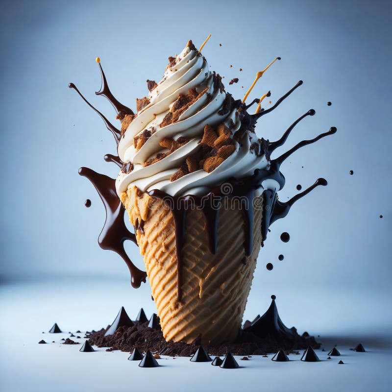 Delicious Splash Ice Cream Cone Design with Exploding and Liquify ...
