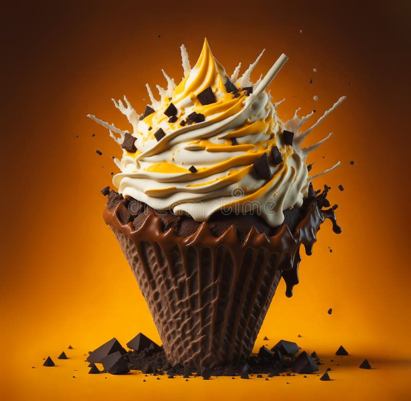Delicious Splash Ice Cream Cone Design with Exploding and Liquify ...