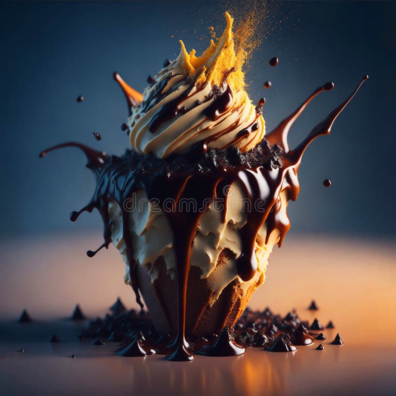 Delicious Splash Ice Cream Cone Design with Exploding and Liquify ...