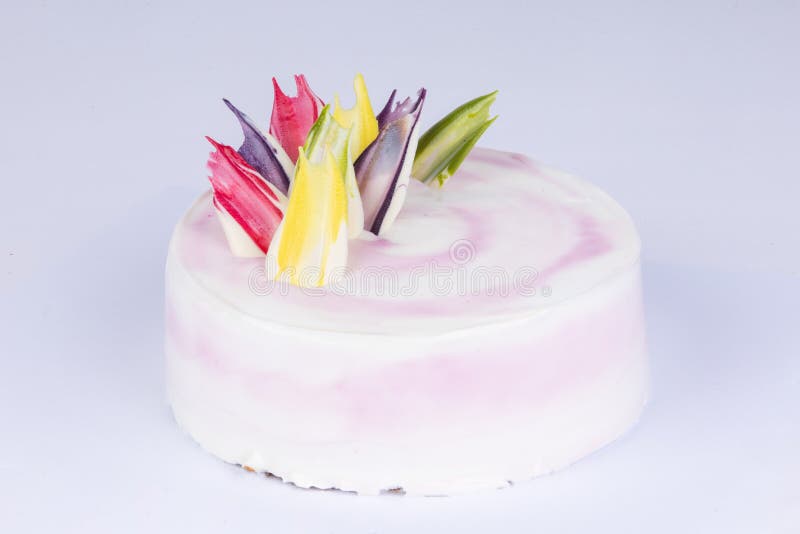 Delicious Sponge Cake with Pink and White Icing, Decorated with ...