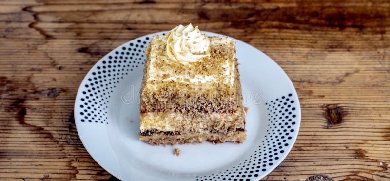 Delicious Sponge Cake Topped with Crushed Walnuts Stock Image - Image ...