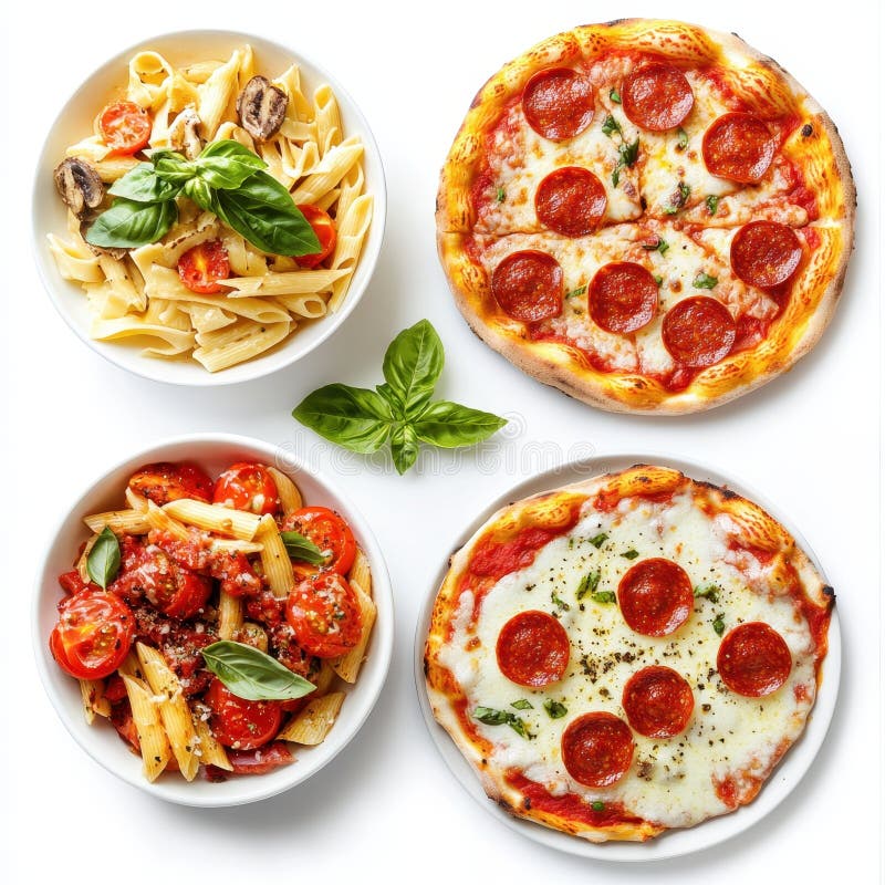 A Delicious Spread Featuring Pasta and Pepperoni Pizza, Perfect for a ...