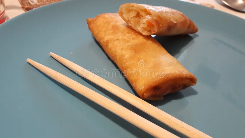 Springrolls and Chinese Chopsticks Stock Photo - Image of food, china ...