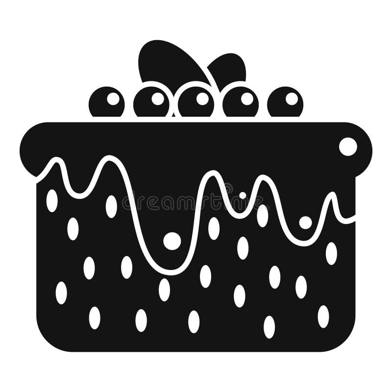 Delicious Square Cake Dripping with Icing and Topped with Berries Icon ...