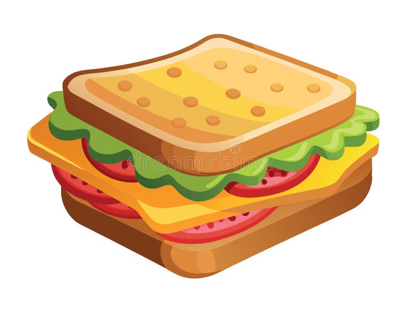 Delicious Square Sandwich with Lettuce Tomato and Cheese Being Served ...