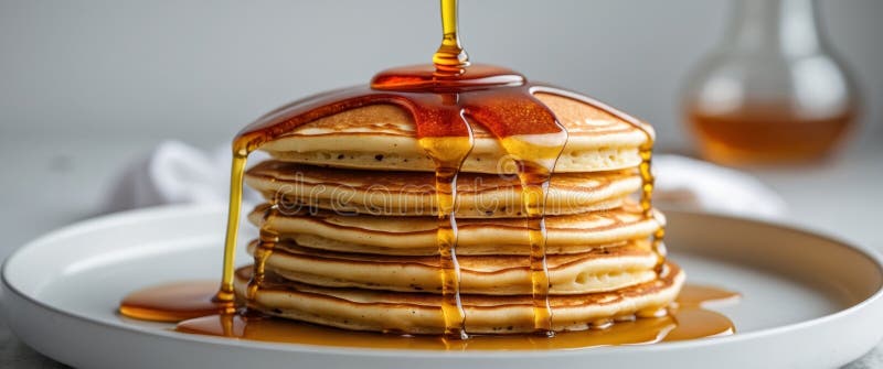 Delicious Stack of Buttery Pancakes with Syrup. Stock Image - Image of ...