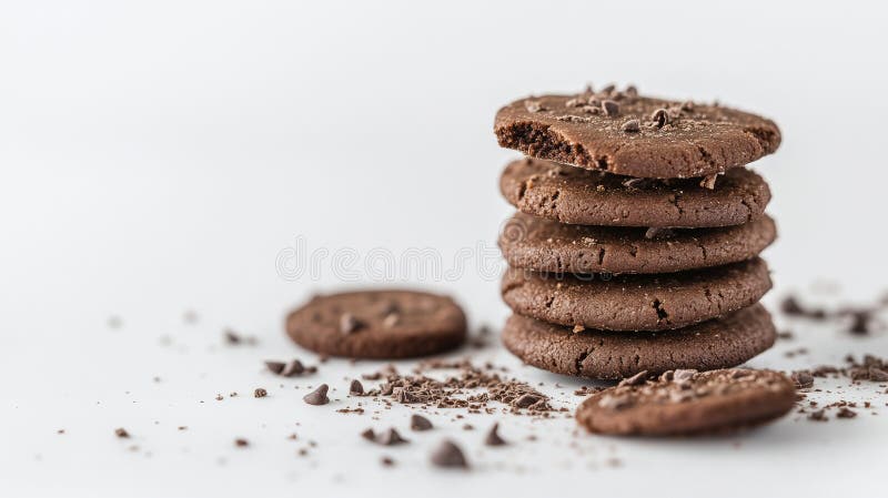 Delicious Stack of Chocolate Chip Cookies with Crumbs and Chips on a ...