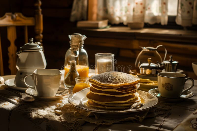 A Delicious Stack of Fluffy Pancakes. Generative AI Stock Image - Image ...