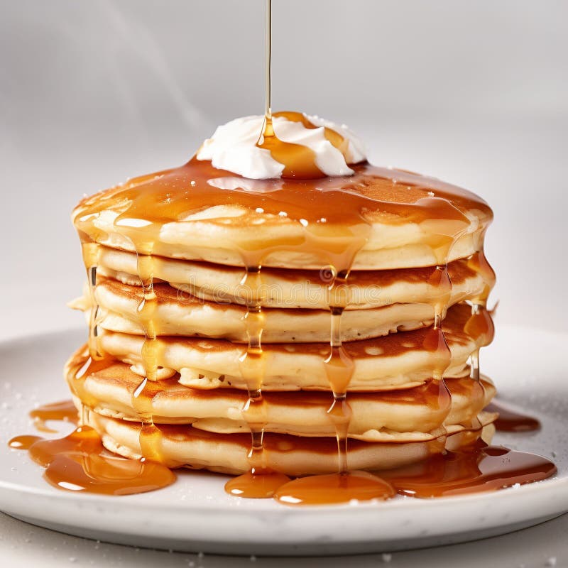 Delicious Stack of Golden-brown Pancakes with Syrup. AI-generated Stock ...