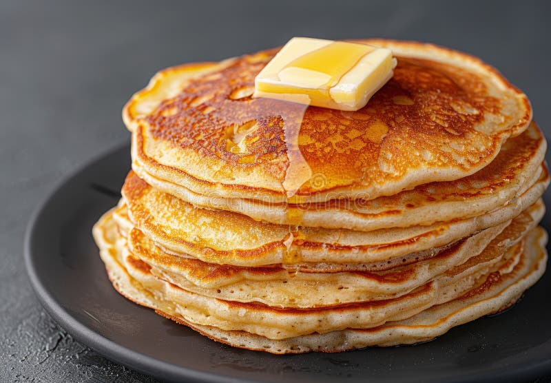 Delicious Stack of Golden Pancakes with Melted Butter Stock ...