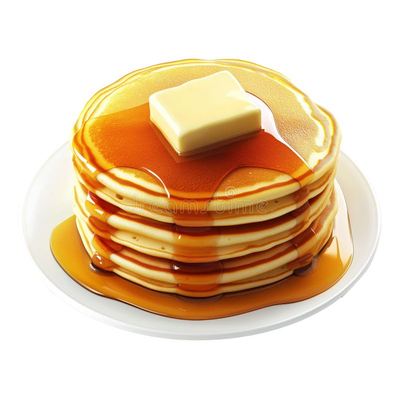 Delicious Stack of Golden Pancakes with Melting Butter and Maple Syrup ...