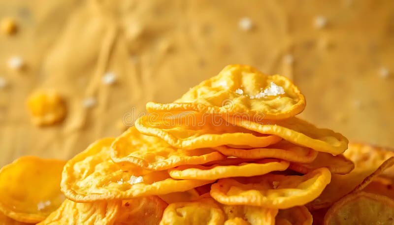 A Delicious Stack of Golden Salted Chips Stock Illustration ...