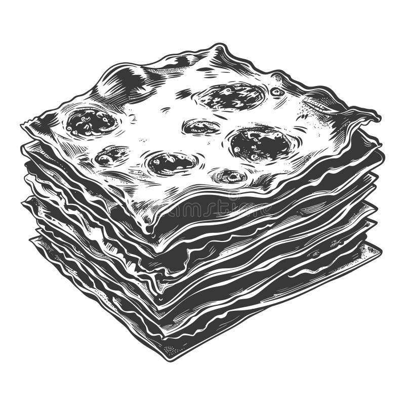 Delicious Lasagna Dish, Hand Drawn Illustration, Aromatic Italian ...