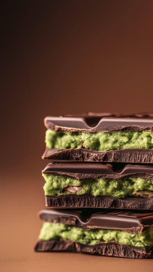 Delicious Stack of Mint Dubai Chocolate Bars with Creamy Green Filling ...