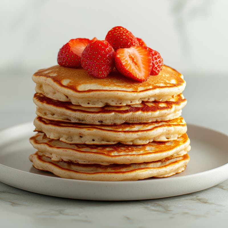 Delicious Stack of Pancakes with Fresh Strawberries Stock Illustration ...
