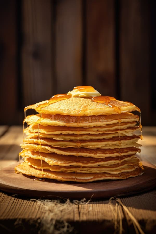 Delicious Stack of Pancakes on Rustic Wooden Table, Perfect for ...