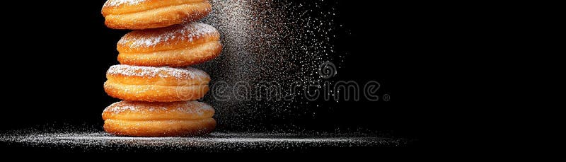 Delicious Stacked Donuts with Powdered Sugar Falling Gracefully on ...