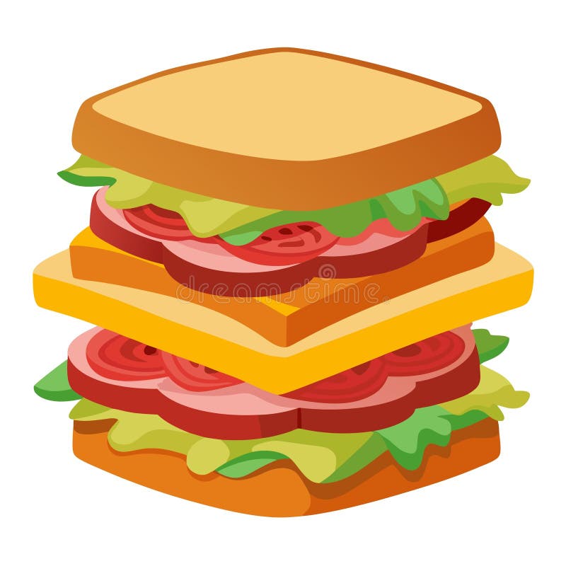 Delicious Stacked Sandwich with Layers of Bacon, Ham, Cheese, and Fresh ...