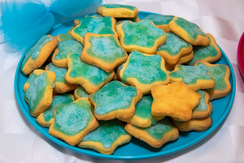 Delicious Star Shaped Blue Cookies Stock Photo - Image of celebration ...