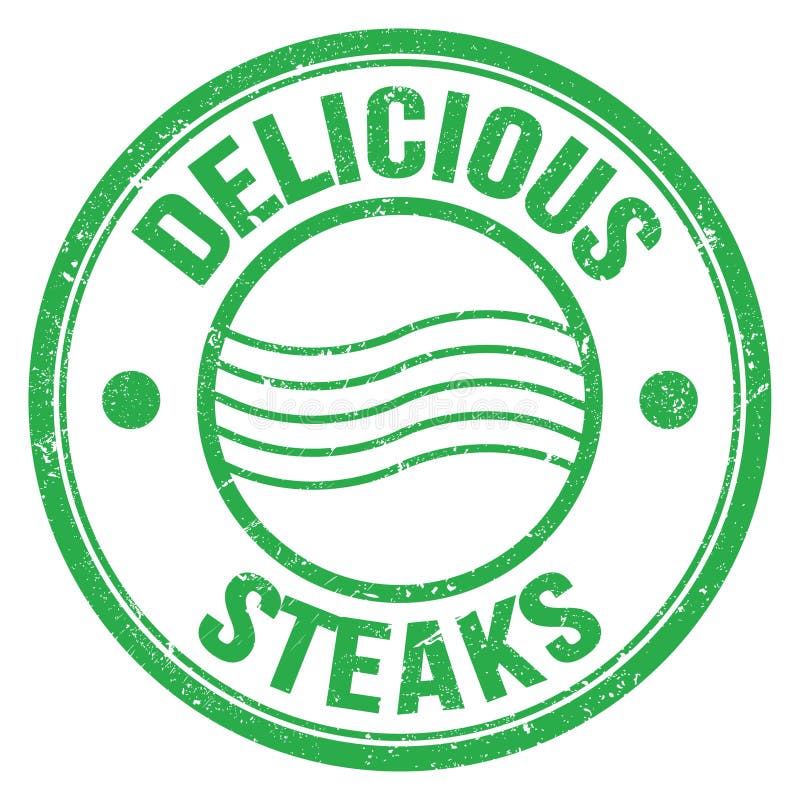 DELICIOUS STEAKS Text on Black Rectangle Stamp Sign Stock Illustration ...
