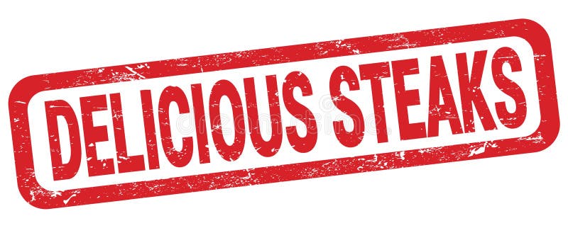 DELICIOUS STEAKS Text Written on Red Rectangle Stamp Stock Illustration ...