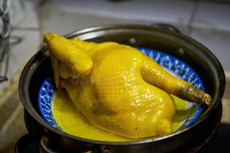 A Delicious Steamed Local Chicken in Chinese Kitchen Stock Photo ...