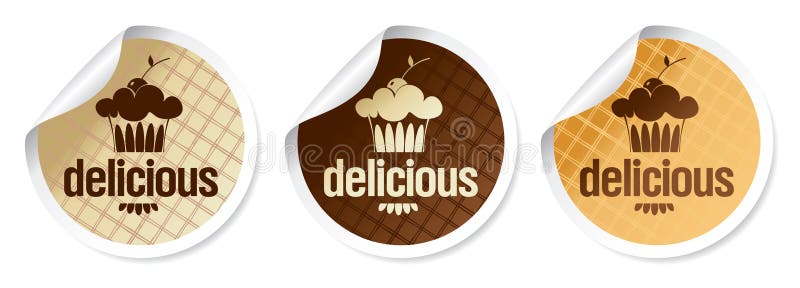 Delicious stickers. stock vector. Illustration of chocolate - 18066786