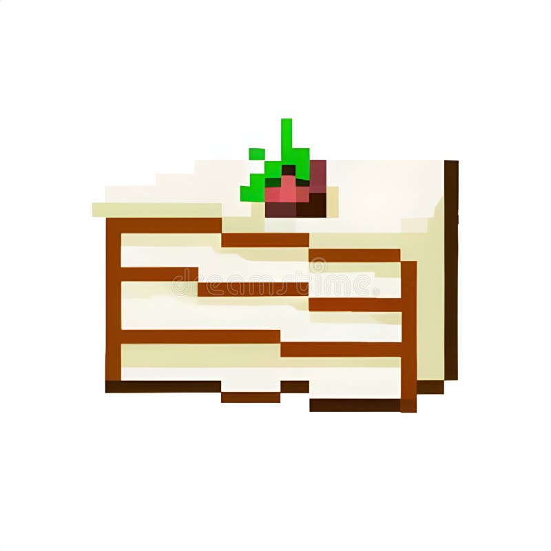 Delicious Strawberry Cake Pixel Art. Generative AI. Stock Illustration ...