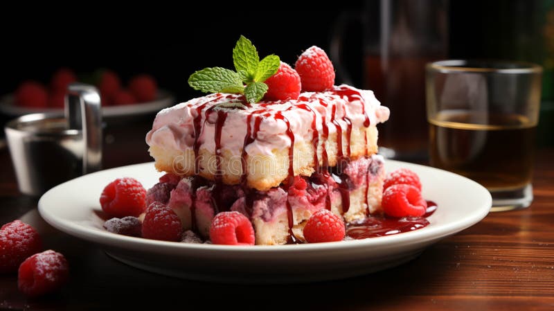 Delicious Strawberry Cake in a Plate on White Stock Photo - Image of ...