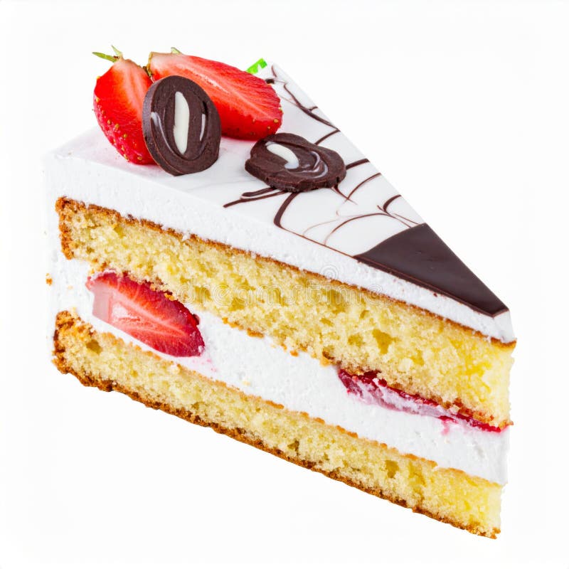 Delicious Strawberry Cake Slice with Chocolate Drizzle Stock ...