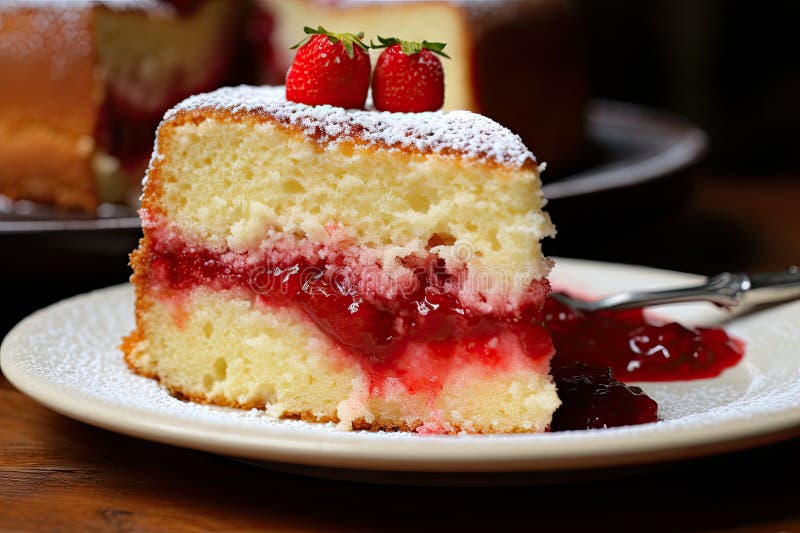 Delicious Strawberry Jam Filled Sponge Cake Slice Stock Illustration ...