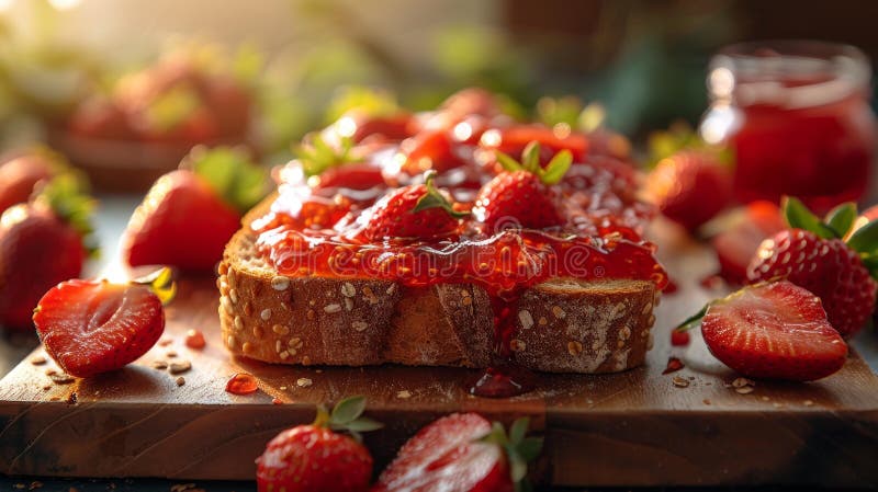 Delicious Strawberry Jam on Rustic Bread - Generative AI Stock ...