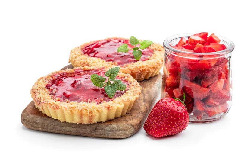 Delicious Strawberry Mini Tartlets Isolated on White Stock Image ...