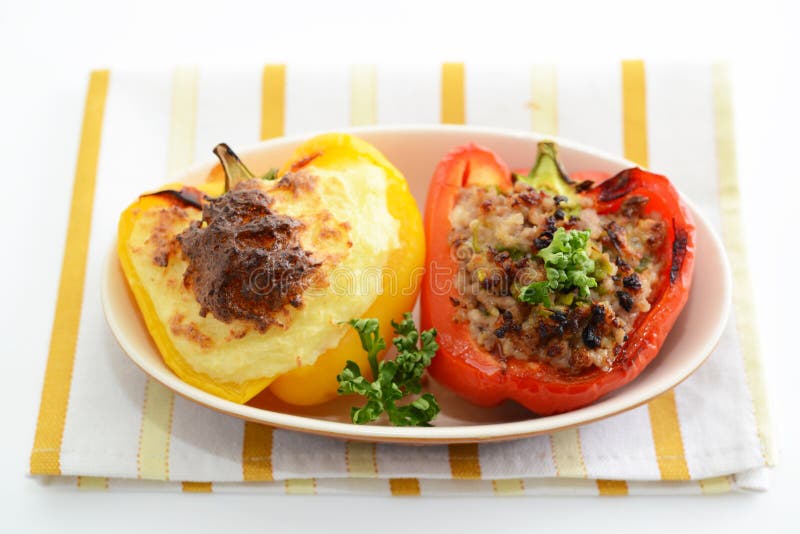 Delicious stuffed peppers stock image. Image of gratin - 116135825