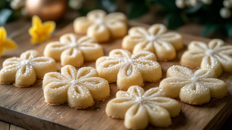 Delicious Sugar Cookies Shaped Like Flowers Stock Illustration ...