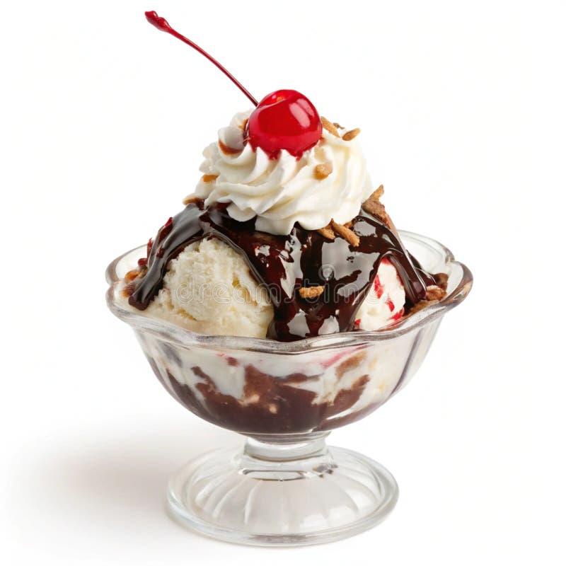 Delicious Sundae with Cherry Isolated on Transparent Background Stock ...