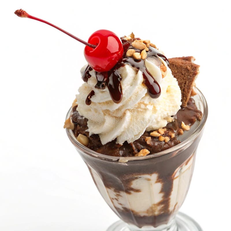 Delicious Sundae with Cherry Isolated on Transparent Background Stock ...