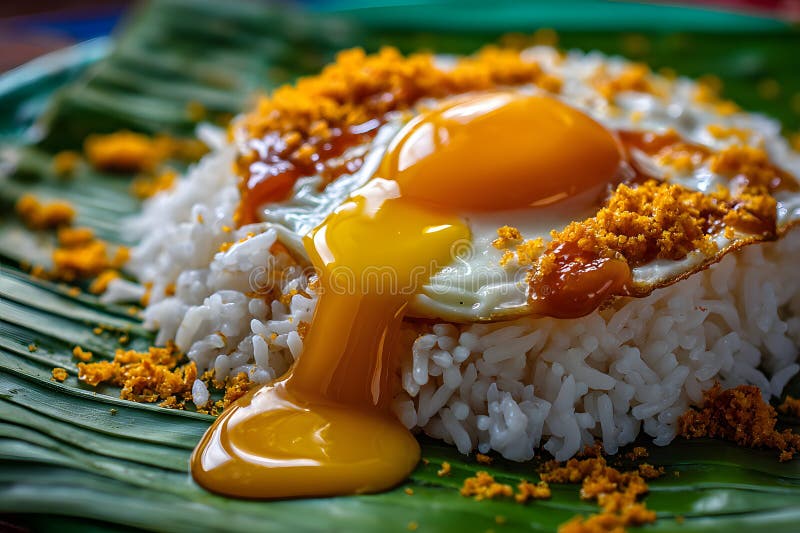 Fried Egg Over Rice stock illustration. Illustration of rice - 389552289