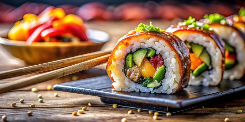 Delicious Sushi Rolls with Assorted Vegetables and Seaweed. Generative ...
