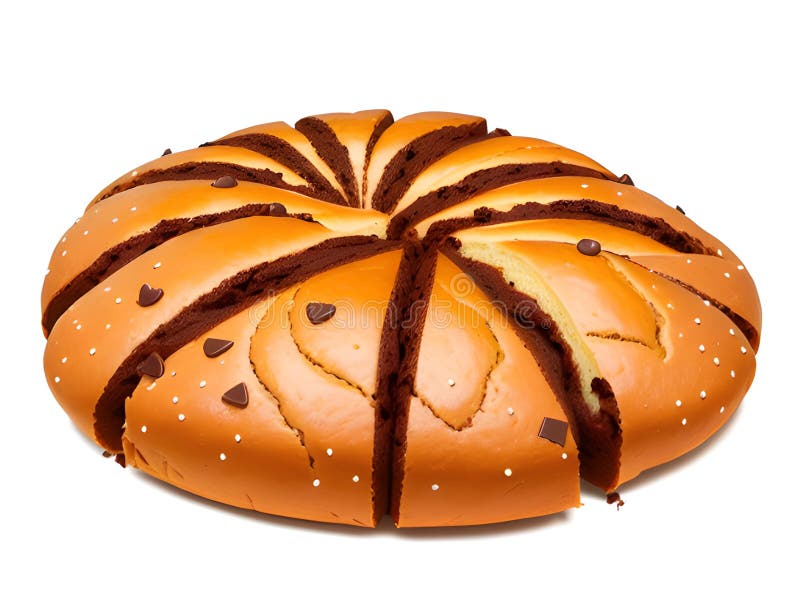 Delicious Sweet Bread with Chocolate Isolated on White, Ai Generated ...