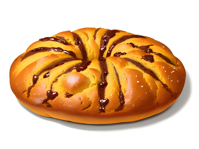 Delicious Sweet Bread with Chocolate Isolated on White, Ai Generated ...