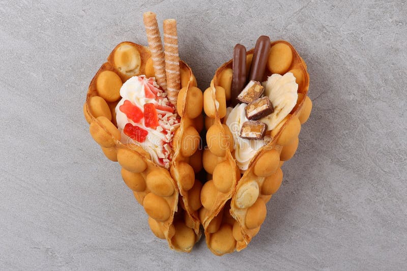 Delicious Sweet Bubble Waffle on Table Stock Image - Image of bubble ...