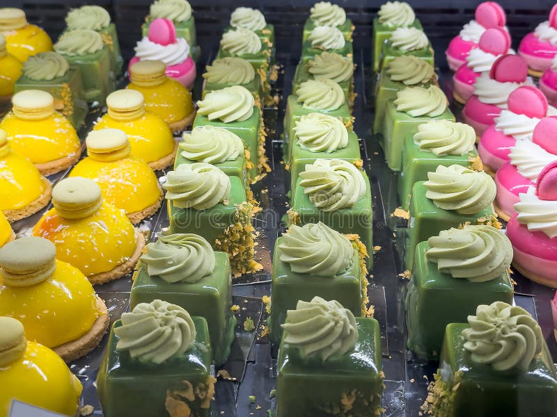 Delicious Sweet Cakes and Pastries on the Shelf in the Store Stock ...