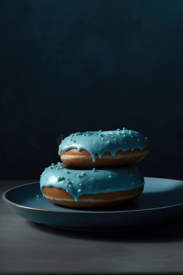 Delicious Sweet Donut with Blue Icing and Topping Stock Image - Image ...