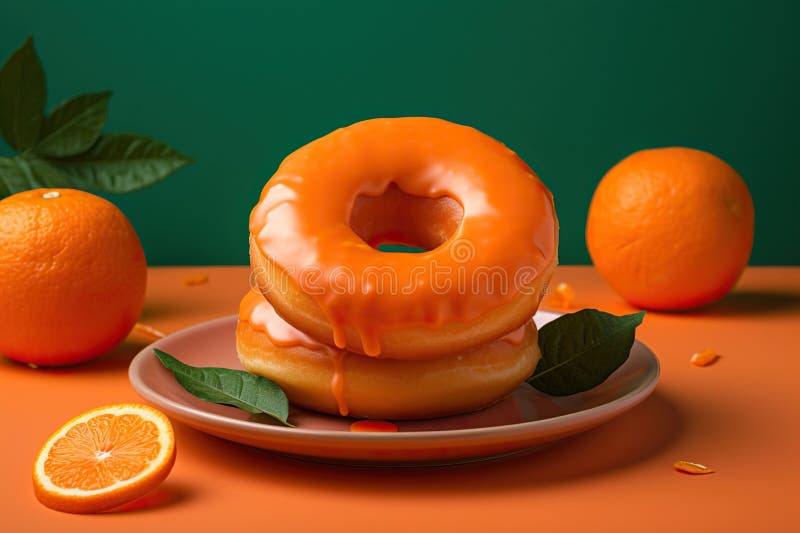 Delicious Sweet Donuts with Orange Icing Stock Image - Image of dessert ...